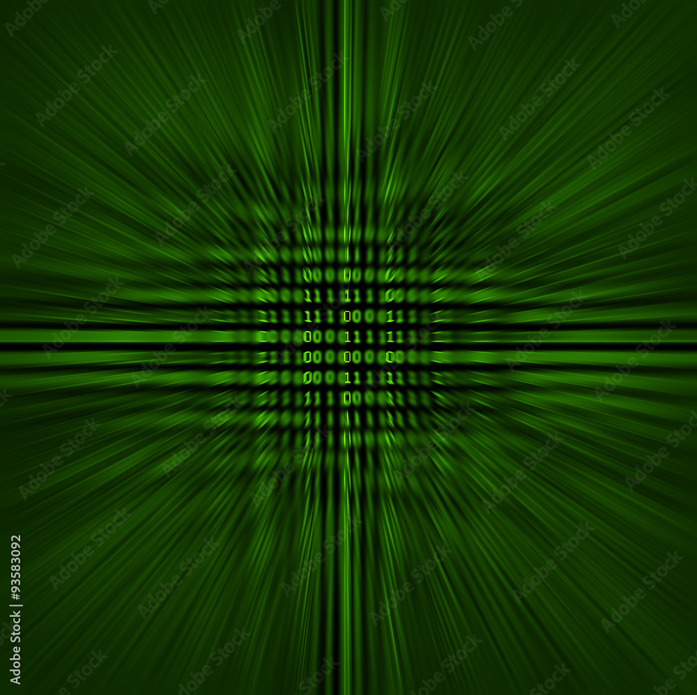 Binary Vortex - Green binary code on a black background blurred to ...