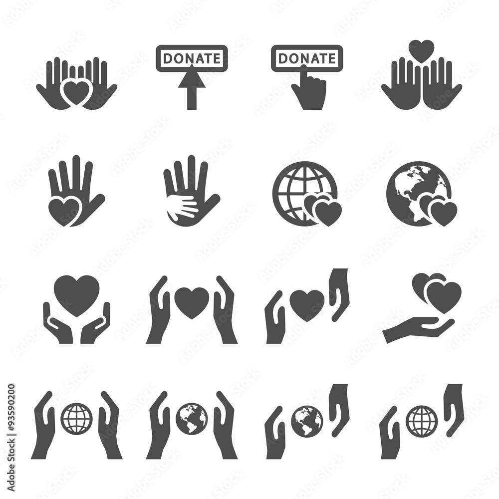 charity and donation icon set 4, vector eps10 Stock Vector | Adobe Stock