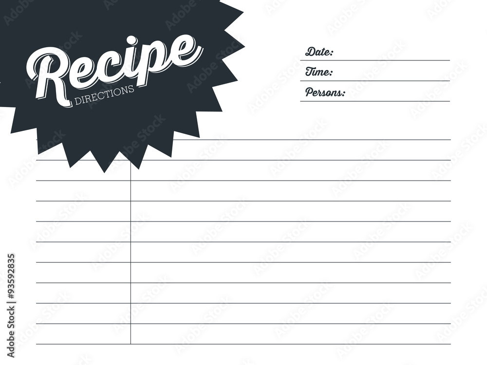 Simple recipe card design in dark blue. Template. Vector design. Stock ...