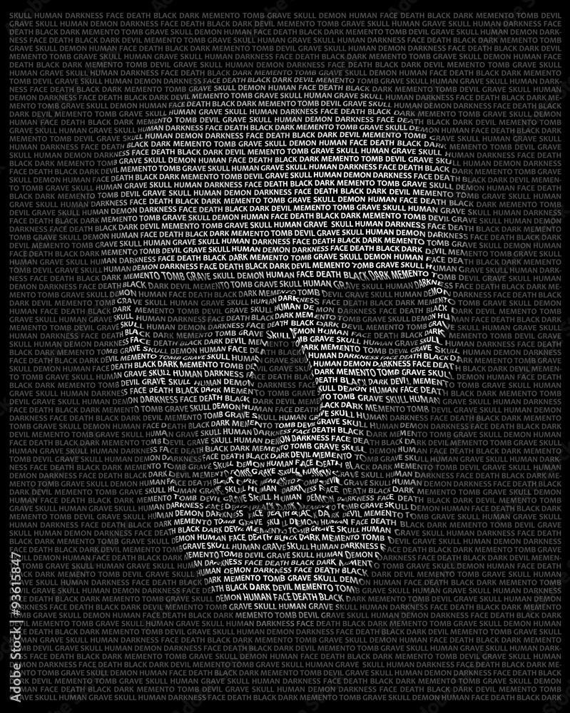 Human skull in typography Stock Illustration | Adobe Stock
