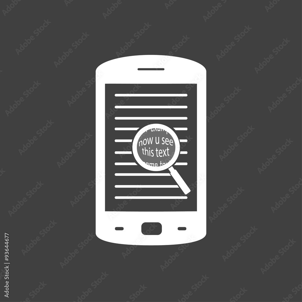 Magnifying glass for text. Magnifier on the phone. The application for ...