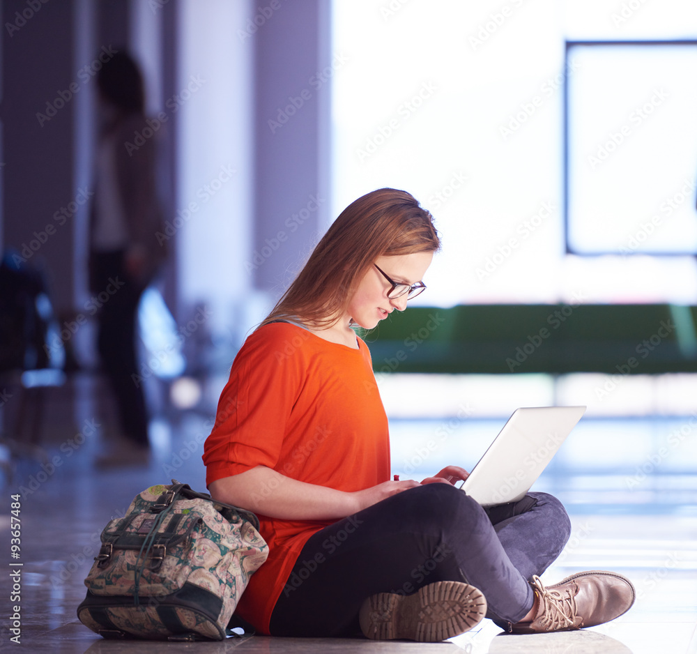 student girl with laptop computer Stock Photo | Adobe Stock