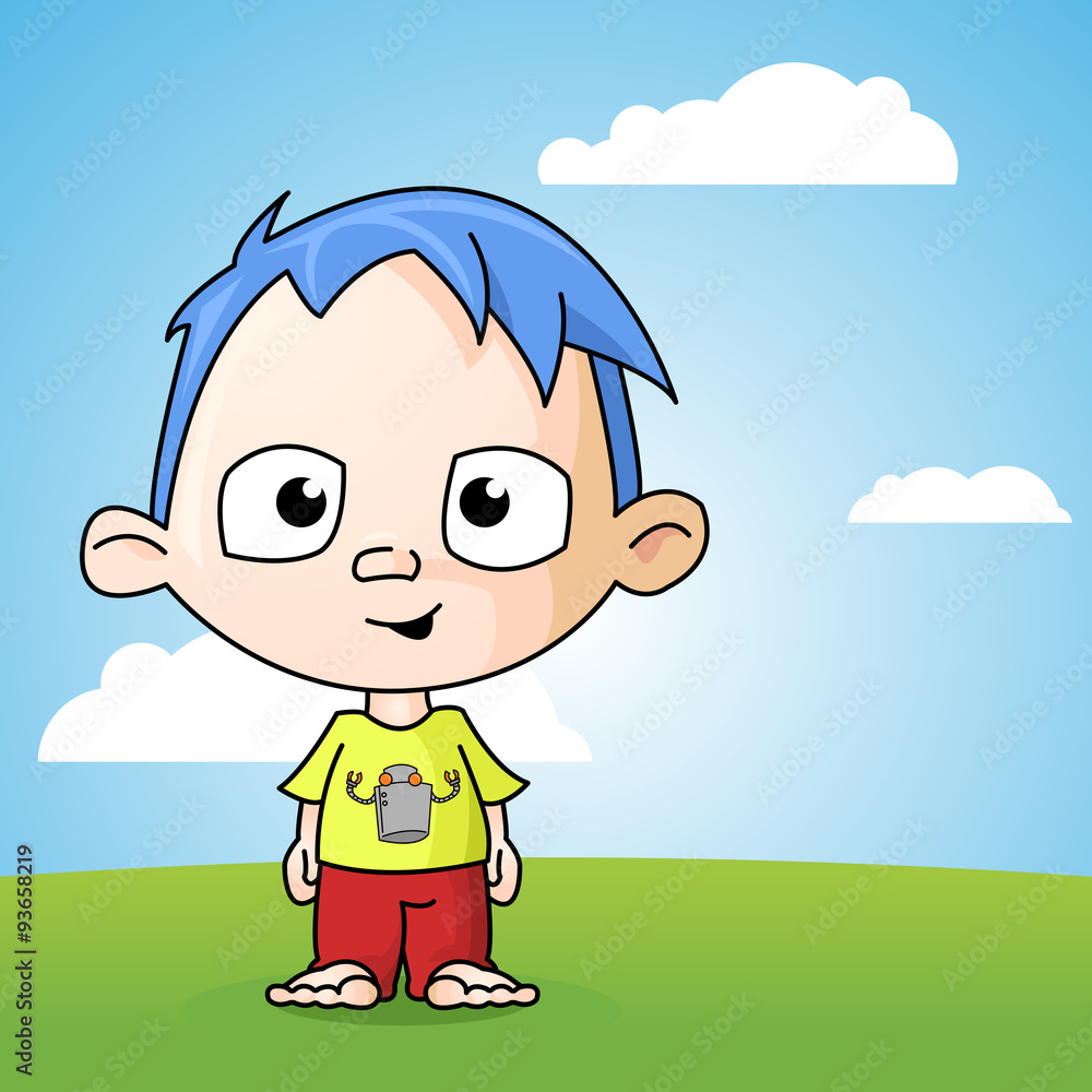 Cute Barefoot Boy Stock Vector | Adobe Stock