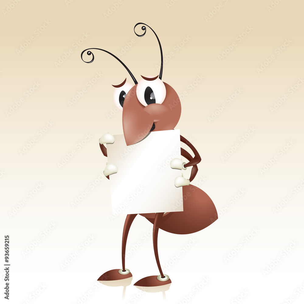 Cartoon Ant Holding Sign / Easy to edit, ant is visible under sign ...