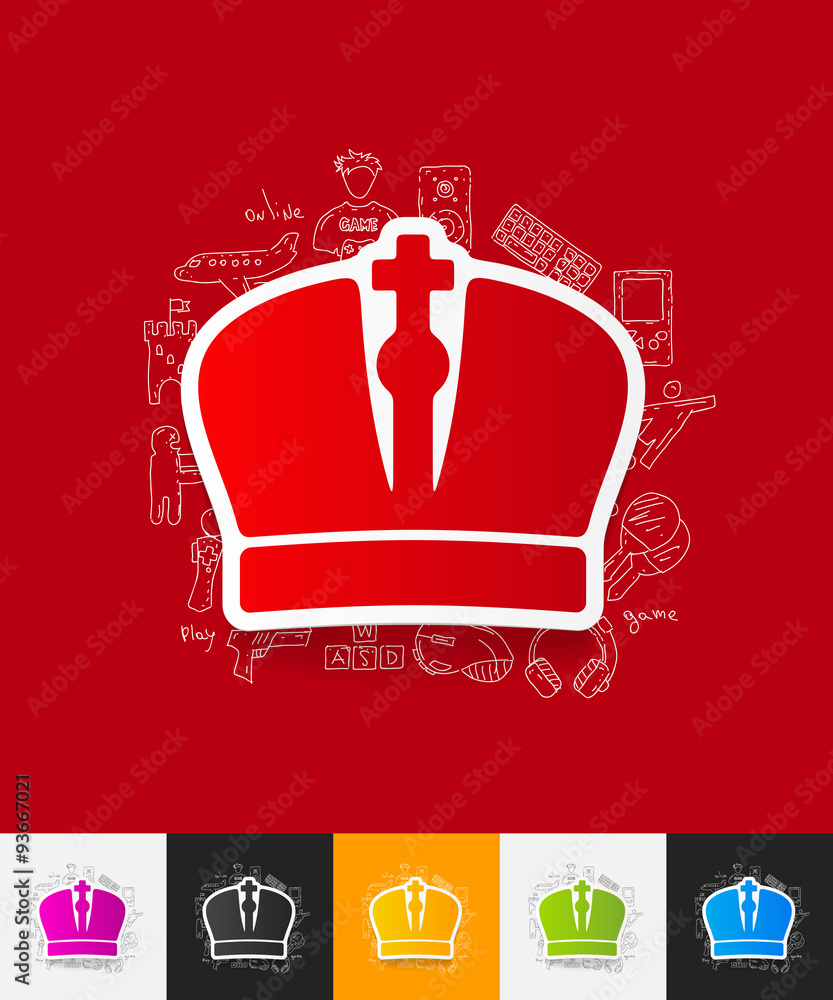 crown paper sticker with hand drawn elements Stock Vector | Adobe Stock