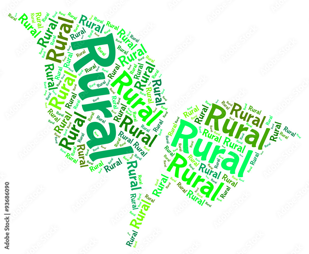 Rural Word Means Non Urban And Backwoods Stock Illustration | Adobe Stock