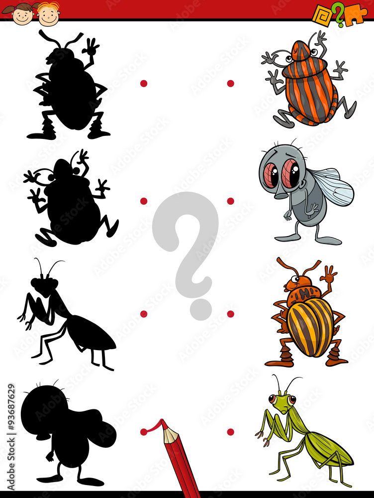cartoon educational shadows task Stock Vector | Adobe Stock