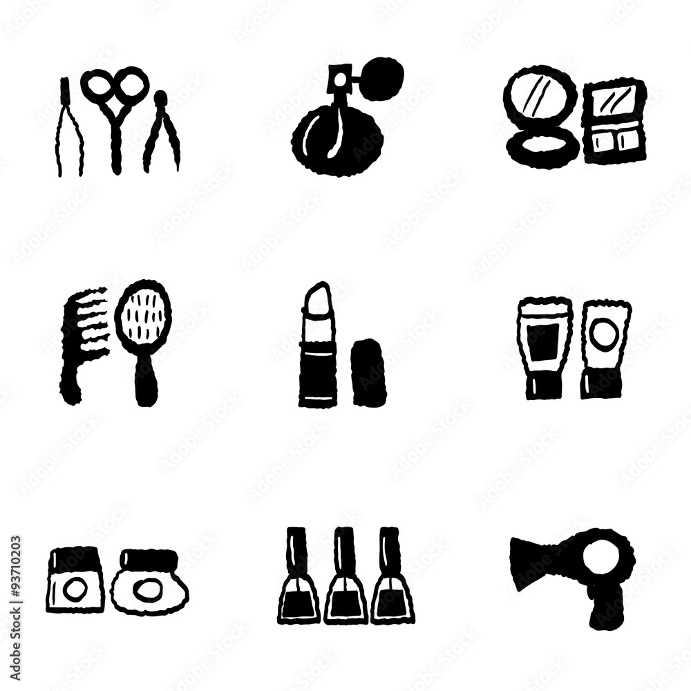 Beauty and makeup Set and Signs - freehand drawing vector illustration ...