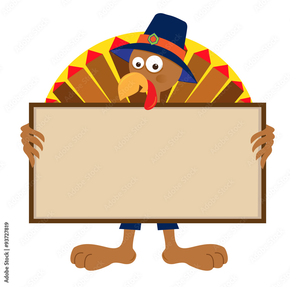 Turkey Holding Sign - Cartoon Turkey holding a blank sign. Eps10 Stock ...