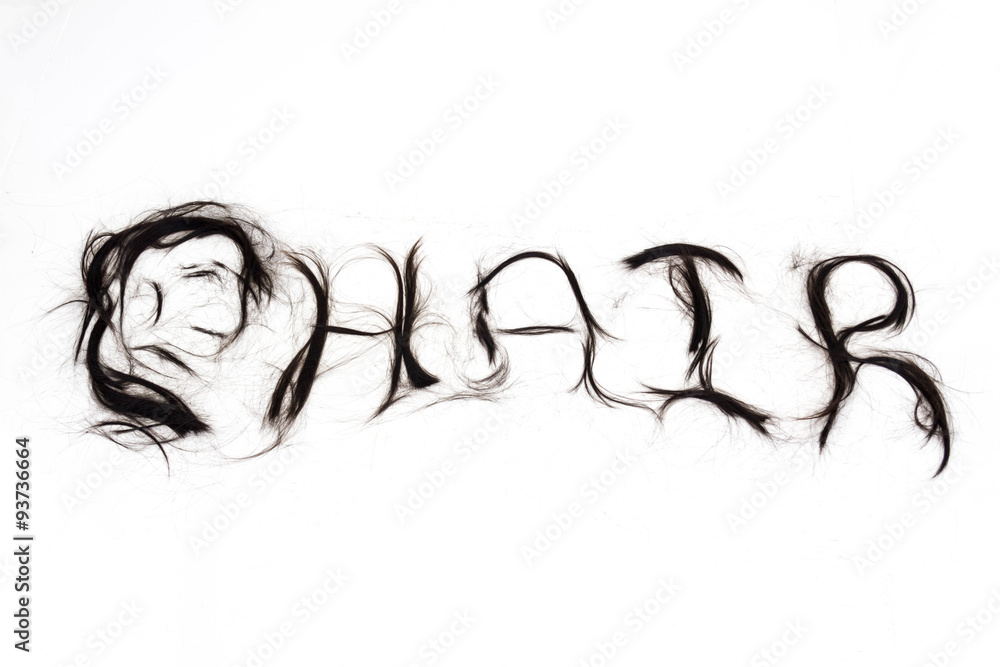 Beautiful pile of hair on the floor Woman shape with alphabet hair ...