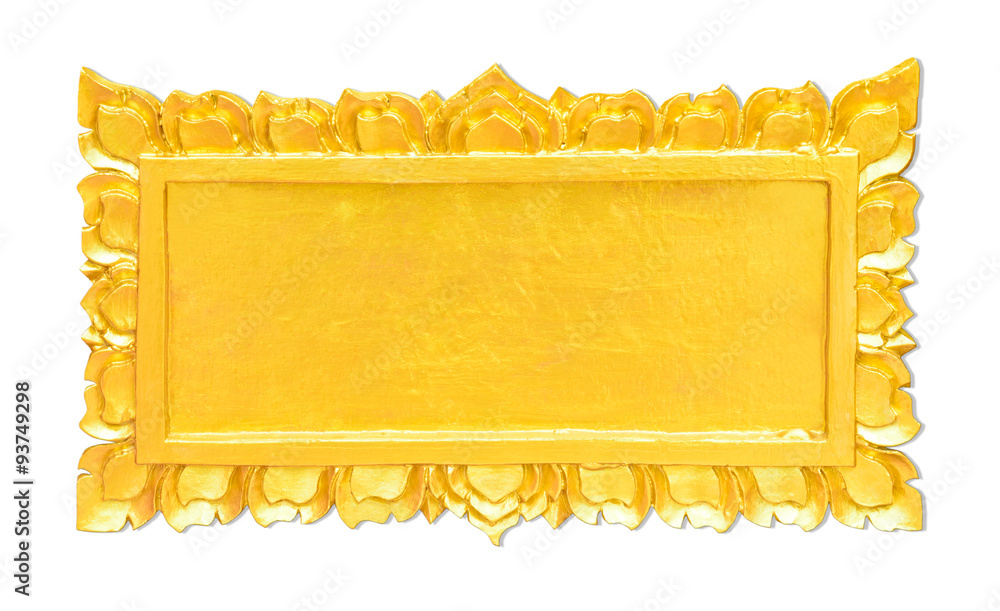 Golden Thai sculpture frame in Thai temple isolated on white wit Stock ...
