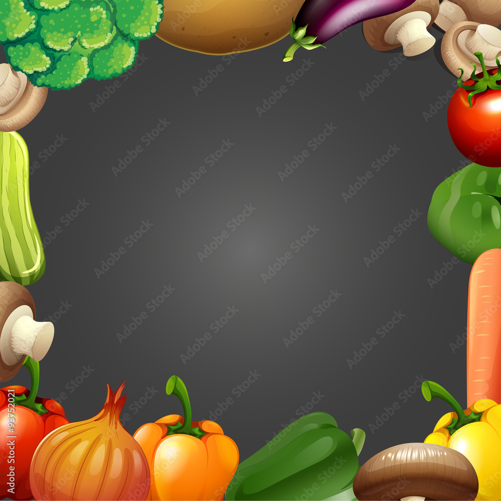 Border design with fresh vegetables Stock Vector | Adobe Stock
