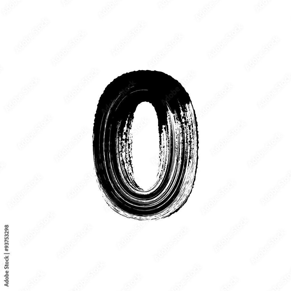 Number Zero 0 hand drawn with dry brush Stock Vector | Adobe Stock