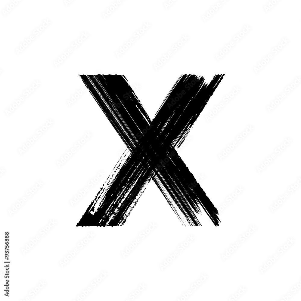 Letter X hand drawn with dry brush Stock Vector | Adobe Stock