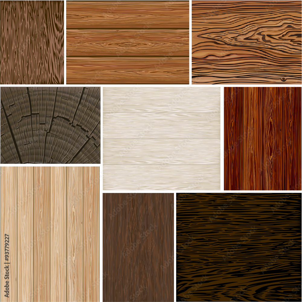 Set different wood textures . seamless. Vector backgrounds. Brown white ...