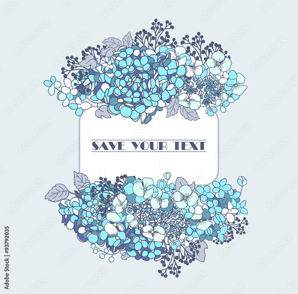 Vintage floral greeting card. Frame of flowers. Vector illustration ...