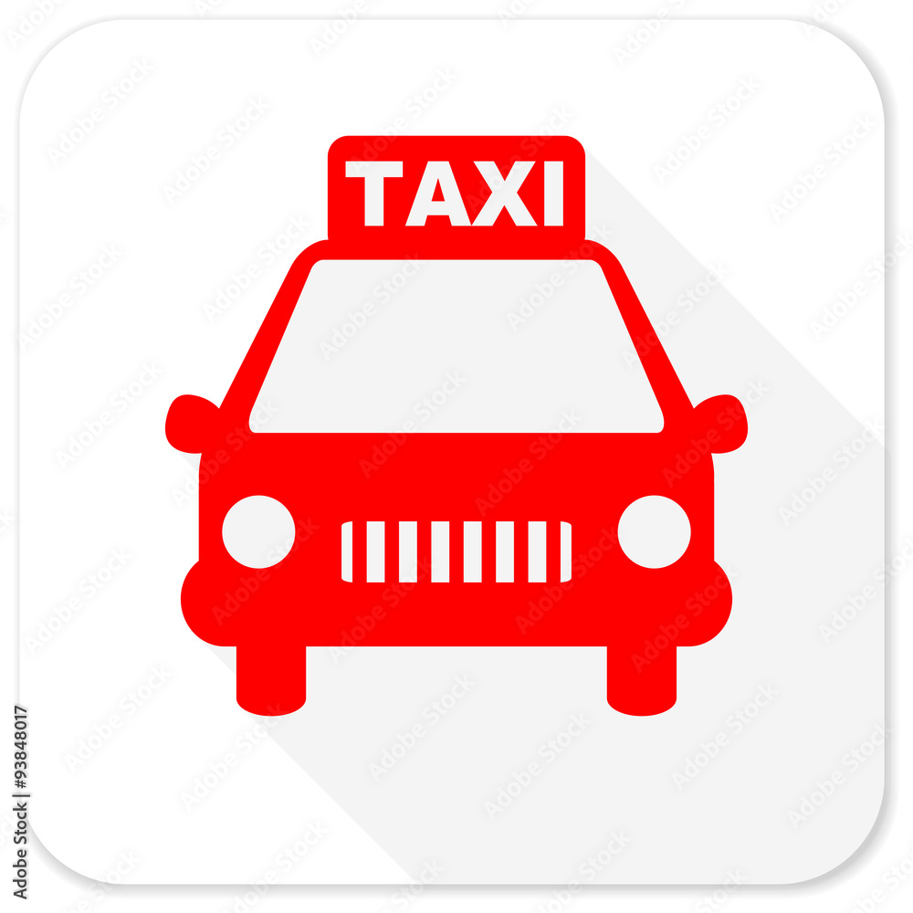 taxi red flat icon with long shadow on white background Stock ...