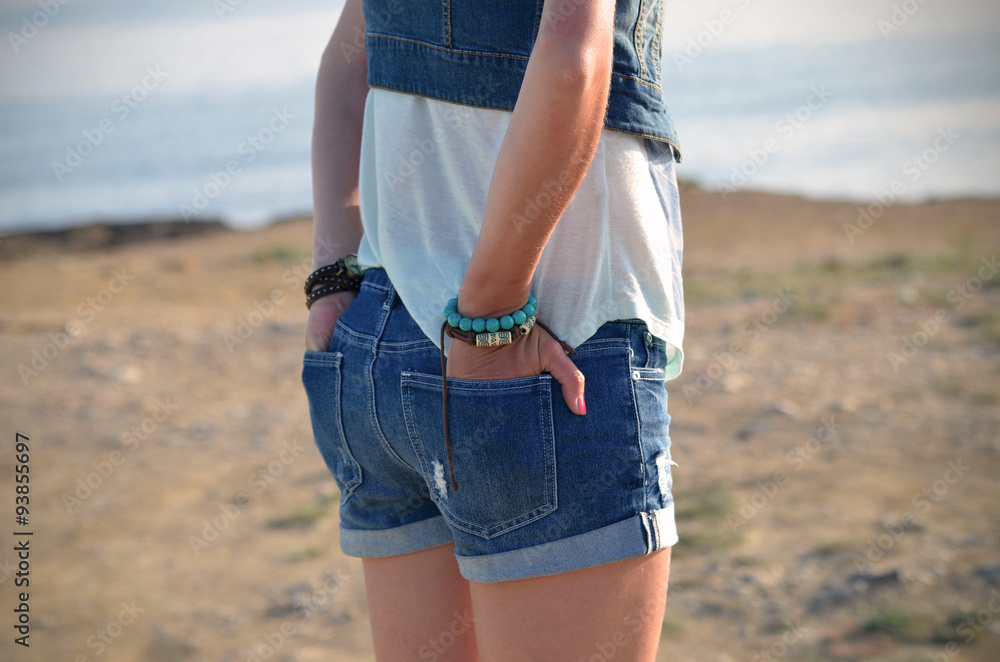 Girls Jean Shorts Back