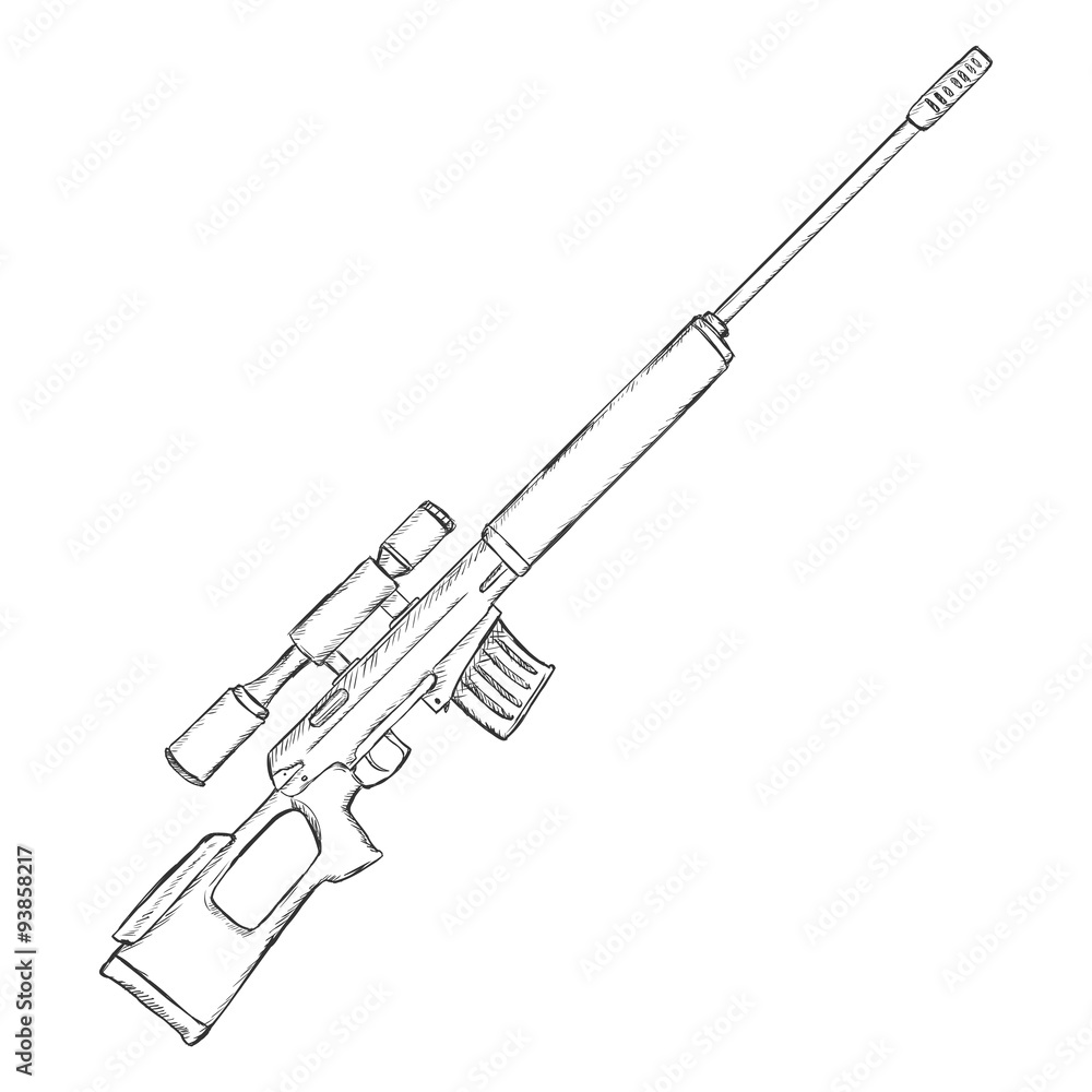 Vector Sketch Sniper Rifle Stock Vector | Adobe Stock