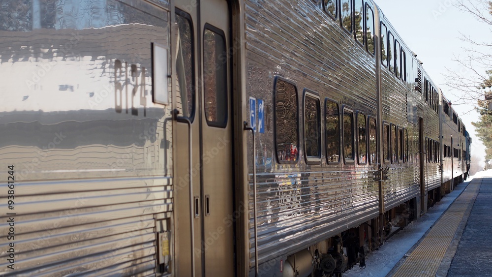 Silver commuter subway city train cars Stock Photo | Adobe Stock