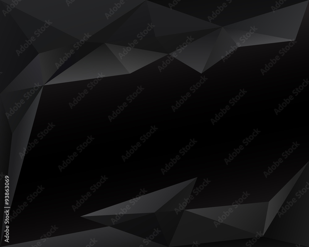 Black polygonal triangle background with copy space, vector Stock ...