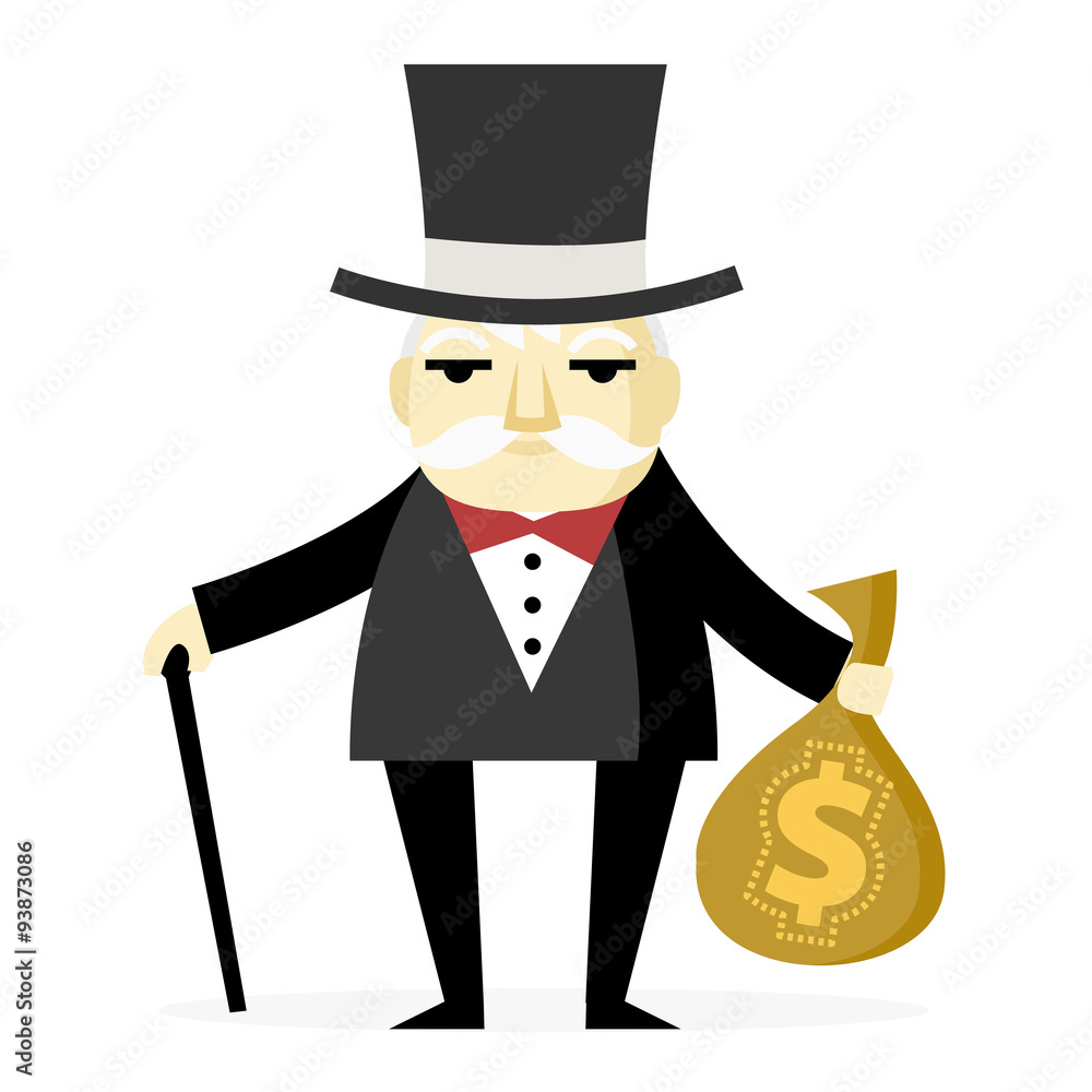 hombre adinerado magnate con dinero Stock Vector | Adobe Stock