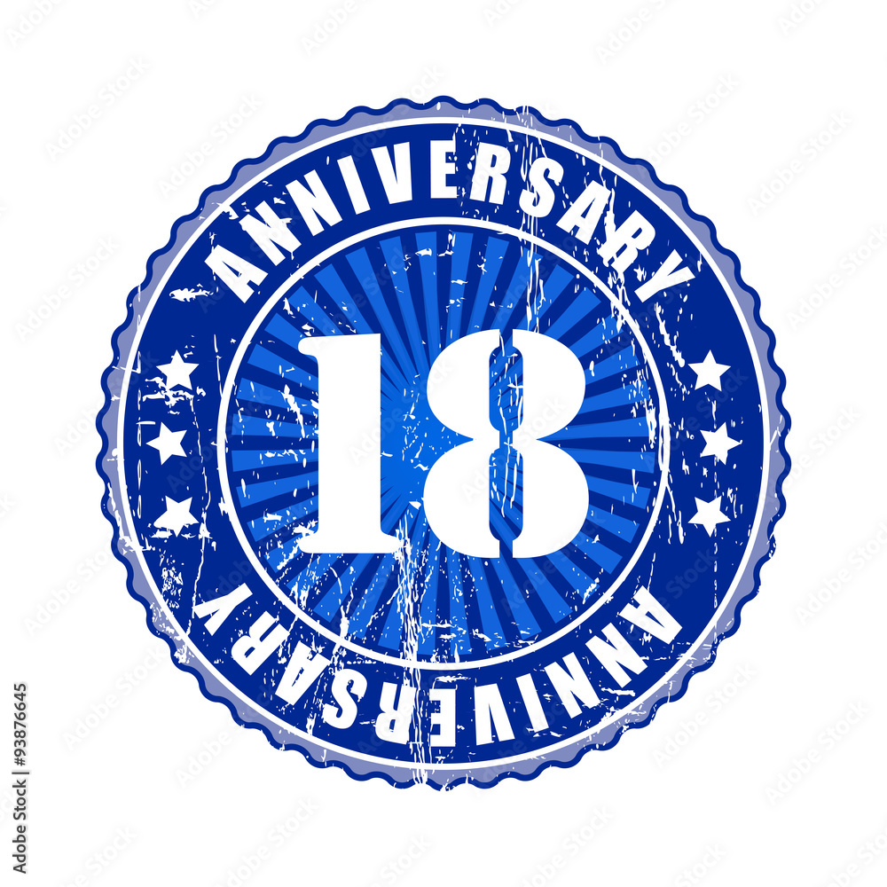 18 Years anniversary stamp. Stock Illustration | Adobe Stock