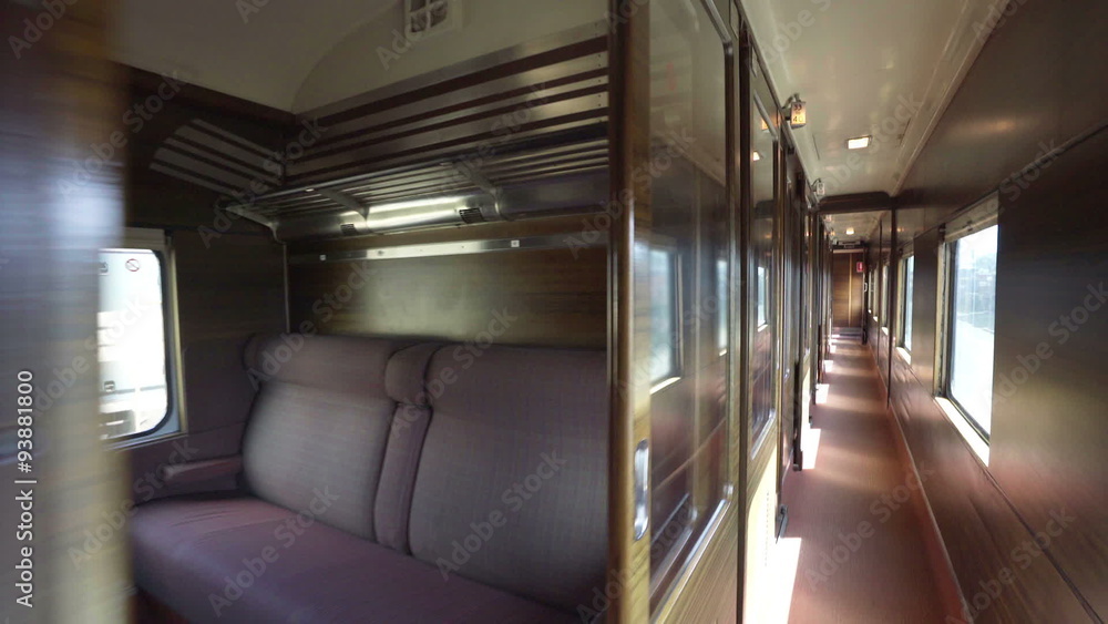 Walking inside train compartment, shot with gimbal stabilizer Stock ...