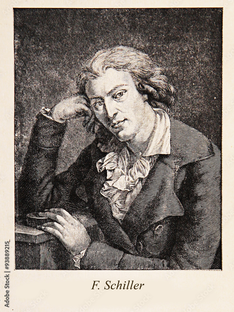 Johann Christoph Friedrich von Schiller, engraving portrait ilustración ...