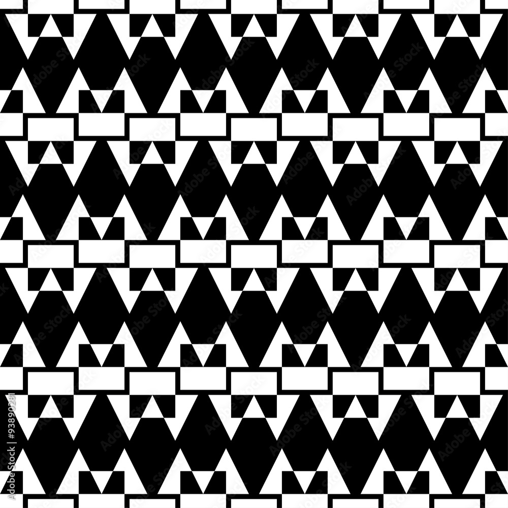 Seamless black and white decorative vector background with geometric ...