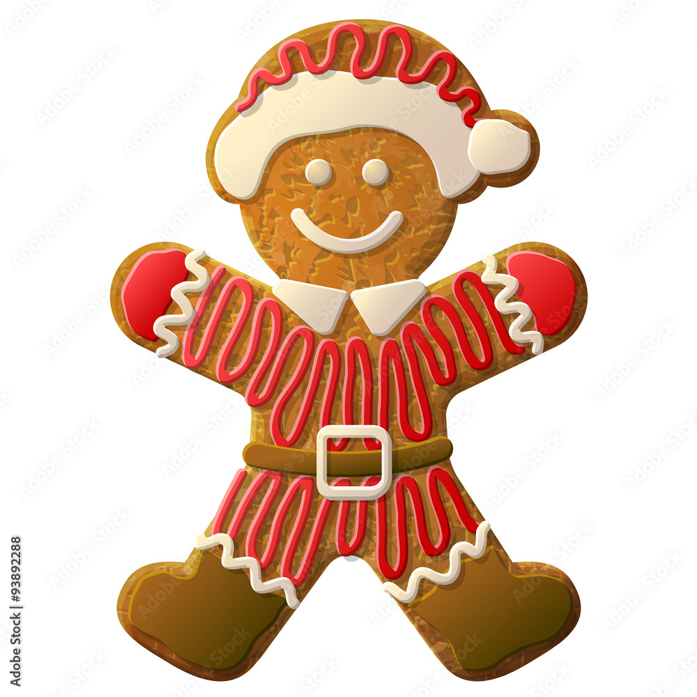 Gingerbread man dressed in Santa Claus suit. Holiday cookie Stock ...