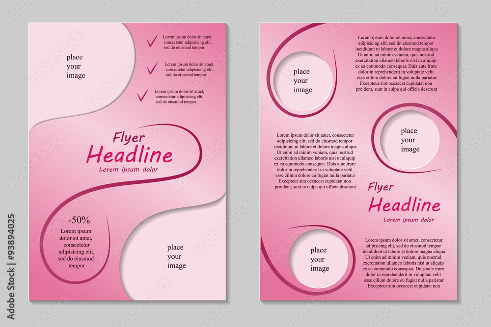 Vector flyer template design in A4 size with front page and back page ...