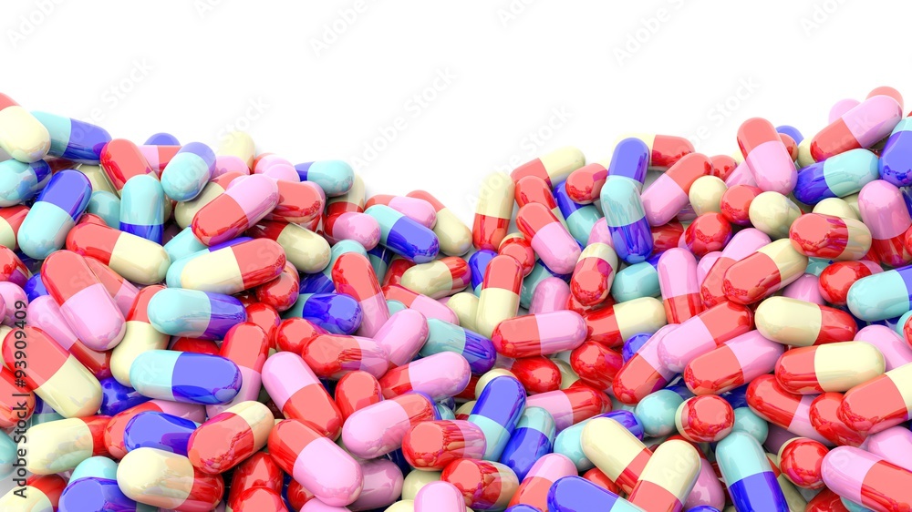 Colorful caplets with copy-space, isolated on white background. Stock ...