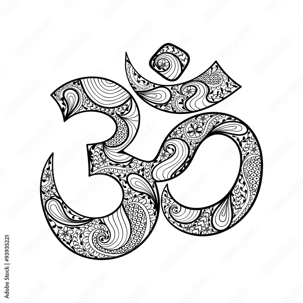 Hand drawn Ohm symbol, indian Diwali spiritual sign Om with high Stock ...