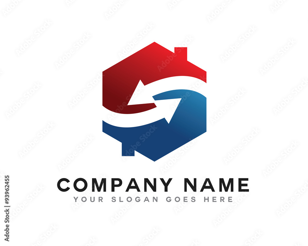 hexagon recycle process house roof Stock Vector | Adobe Stock