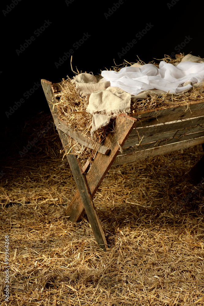 Old Manger with Swaddling Clothes Stock Photo | Adobe Stock