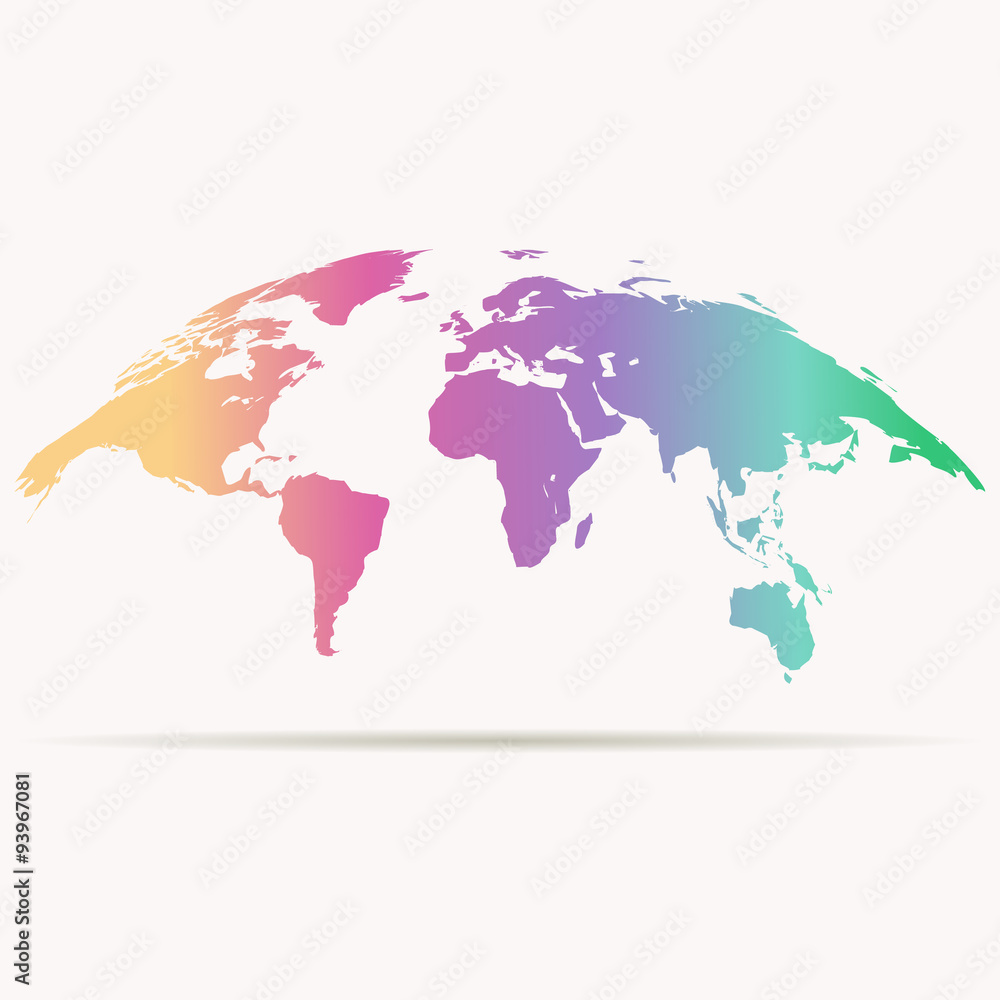 curved world map in rainbow colors Stock Vector | Adobe Stock