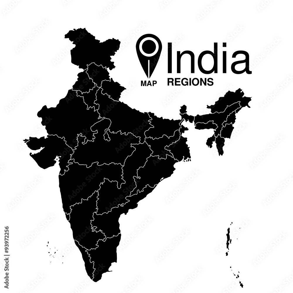 Regions map of India. Republic of India map Stock Vector | Adobe Stock
