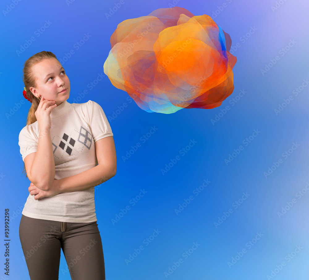 Teen girl thinking something about Stock Photo | Adobe Stock