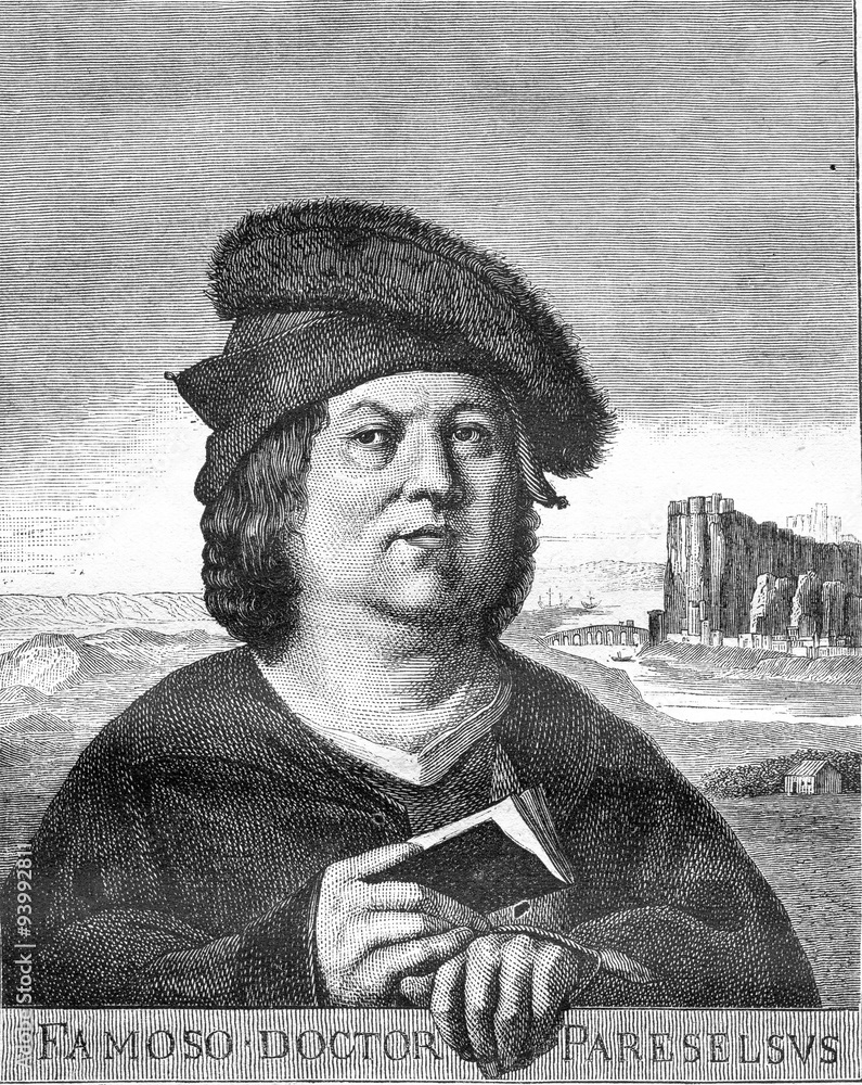 Paracelsus, Drawing Bocourt, after a painting of the Naney Museu Stock ...