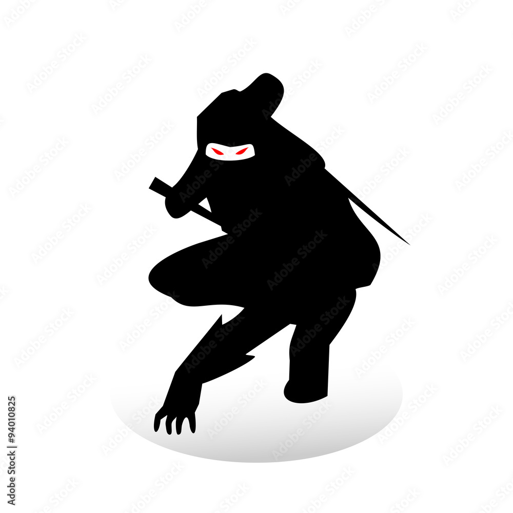 Ninja Stance Silhouette Stock Vector | Adobe Stock