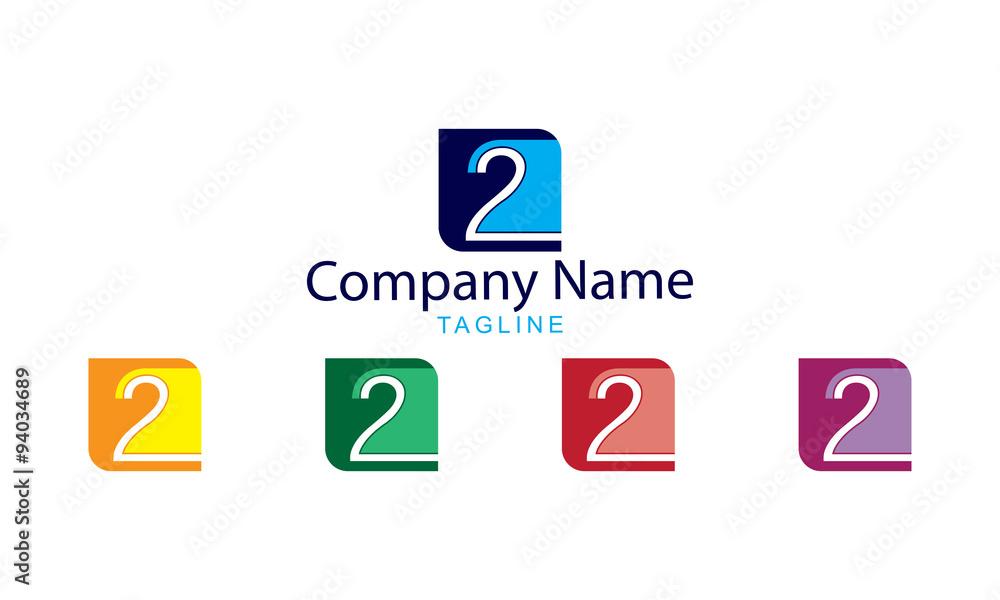 Number 2 Block Logo vector Stock Vector | Adobe Stock