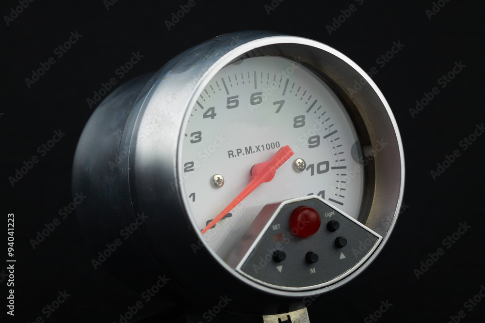 Speedometer in car for measure the velocity, The equipment gauge in ...