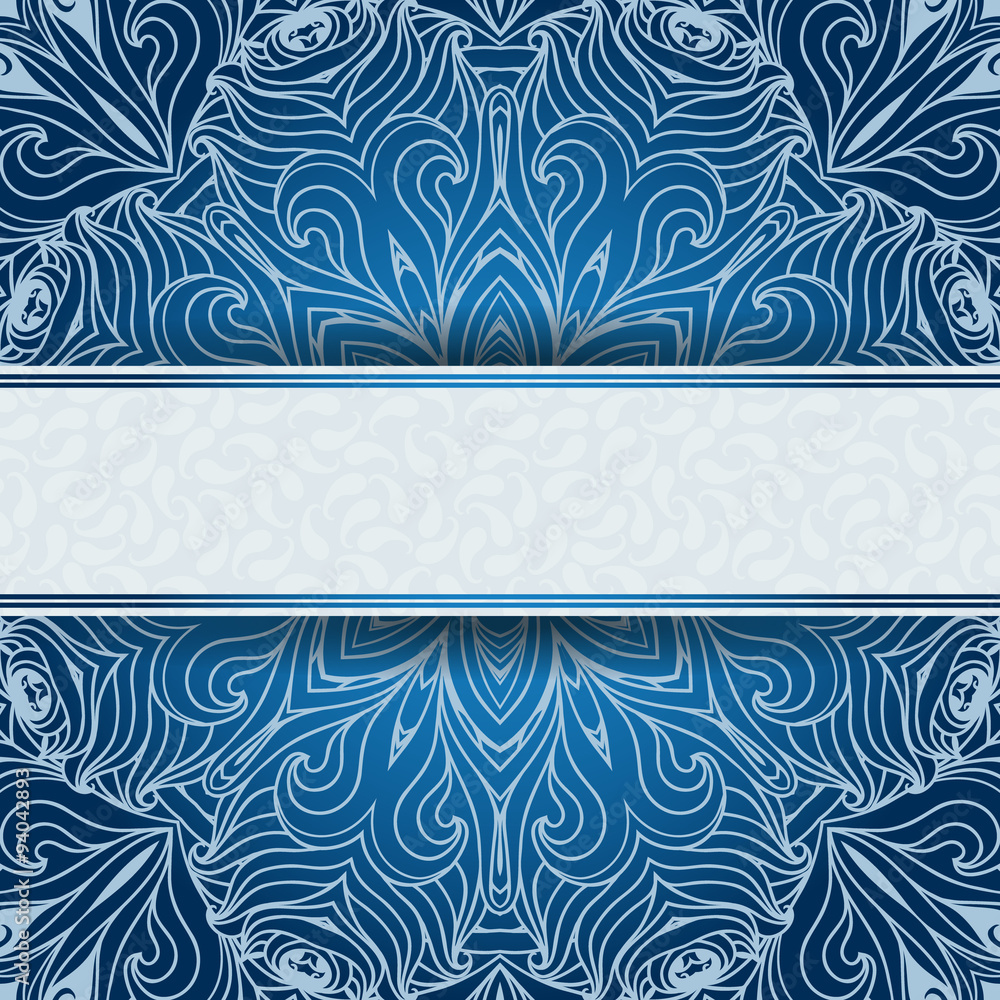 Blue invitation card with place for your text. Grungy vector background ...
