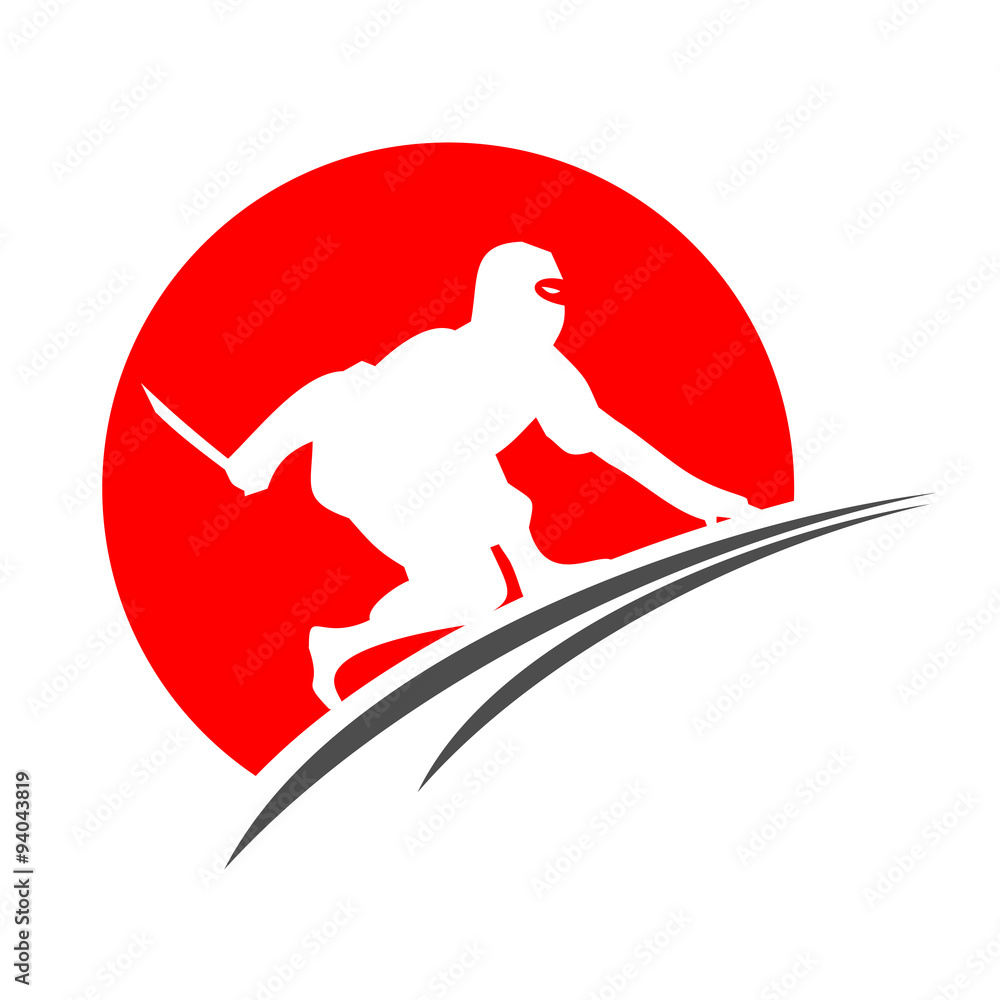 Ninja Climb Japan Flag Stock Vector | Adobe Stock