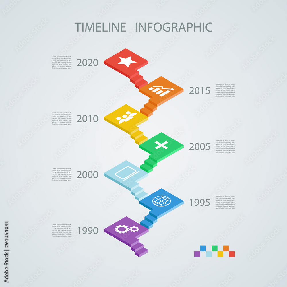 Isometric timeline infographic design template.Vector illustration for ...