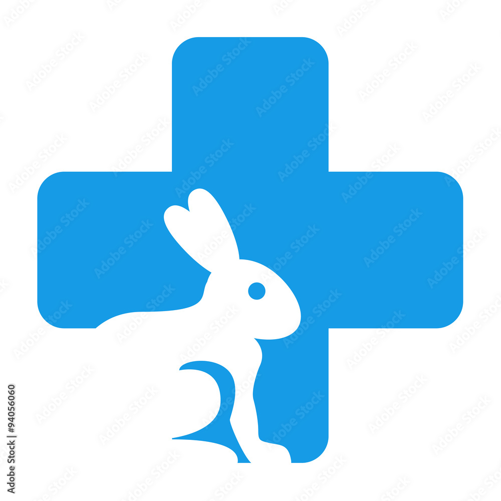 Icono plano conejo en cruz sanidad azul #1 Stock Illustration | Adobe Stock