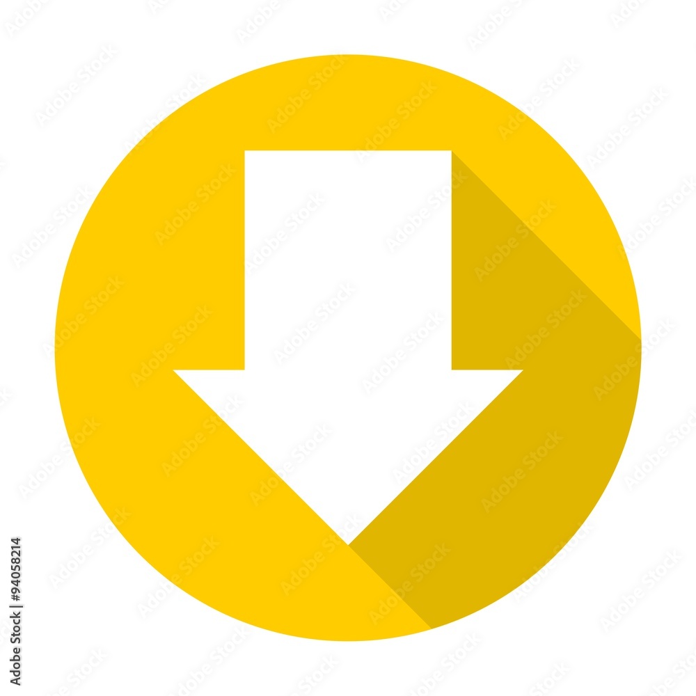 Direction arrow down icon with long shadow Stock Vector | Adobe Stock