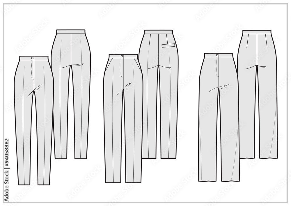 Technical sketch of pants Stock Vector | Adobe Stock