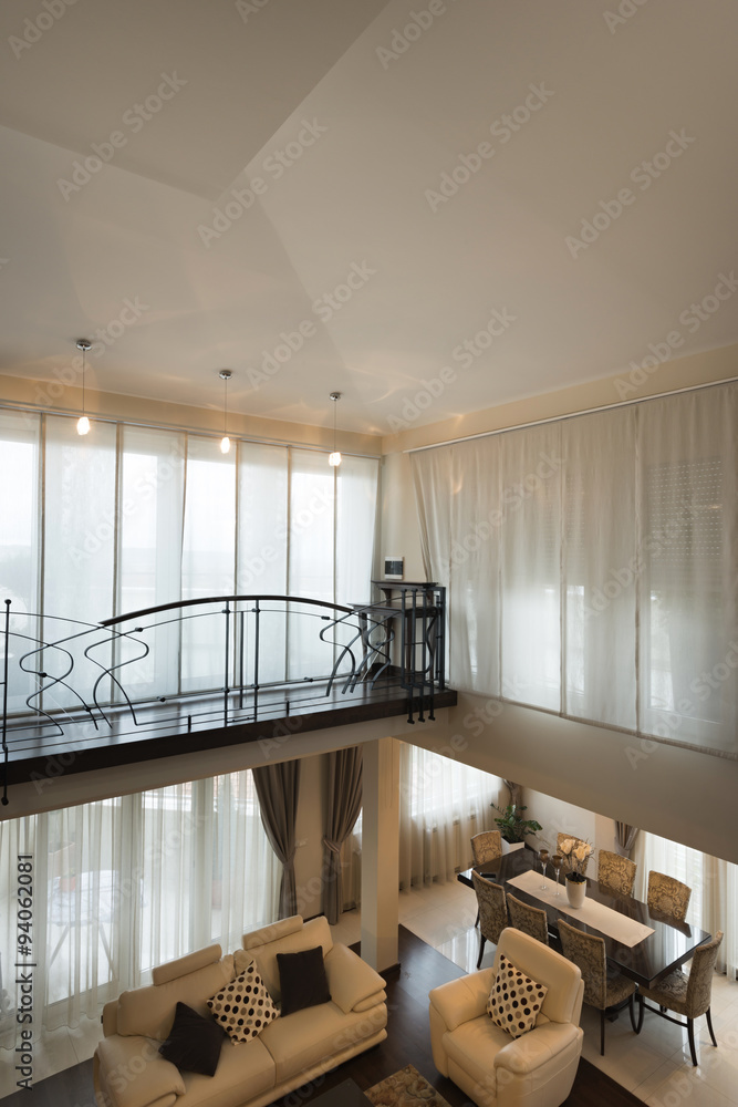 Interior of a luxury multilevel living room Stock Photo | Adobe Stock